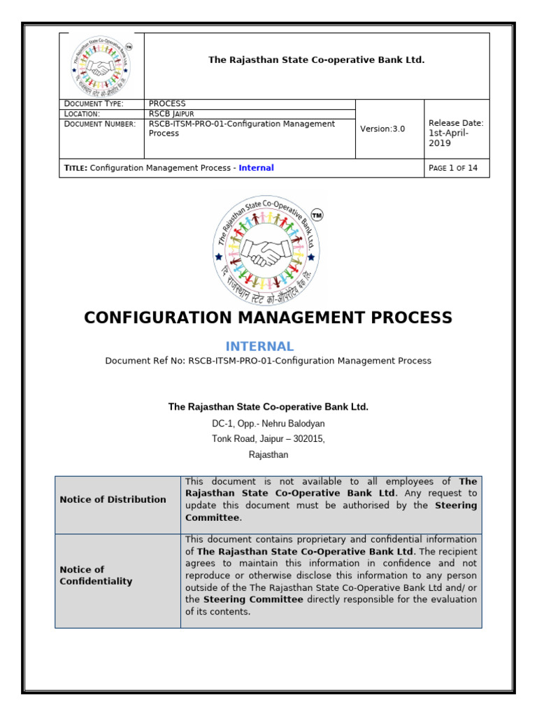 RSCB ITSM PRO 01 Configuration Management Process | PDF | Backup | Audit
