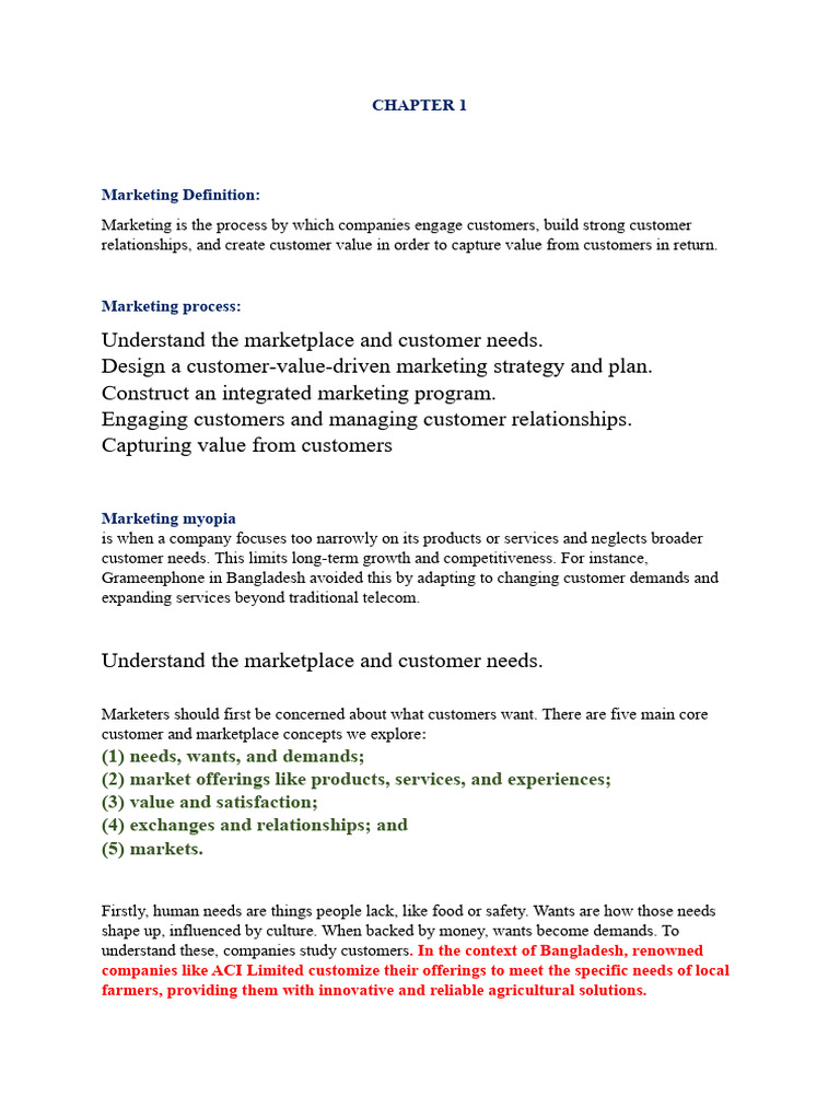 CHAPTER 1 Marketing | PDF | Marketing | Customer