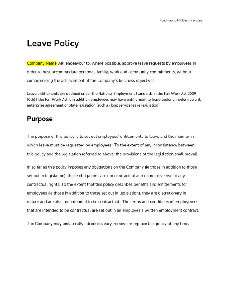 Leave-Policy-template | PDF | Parental Leave | Employment