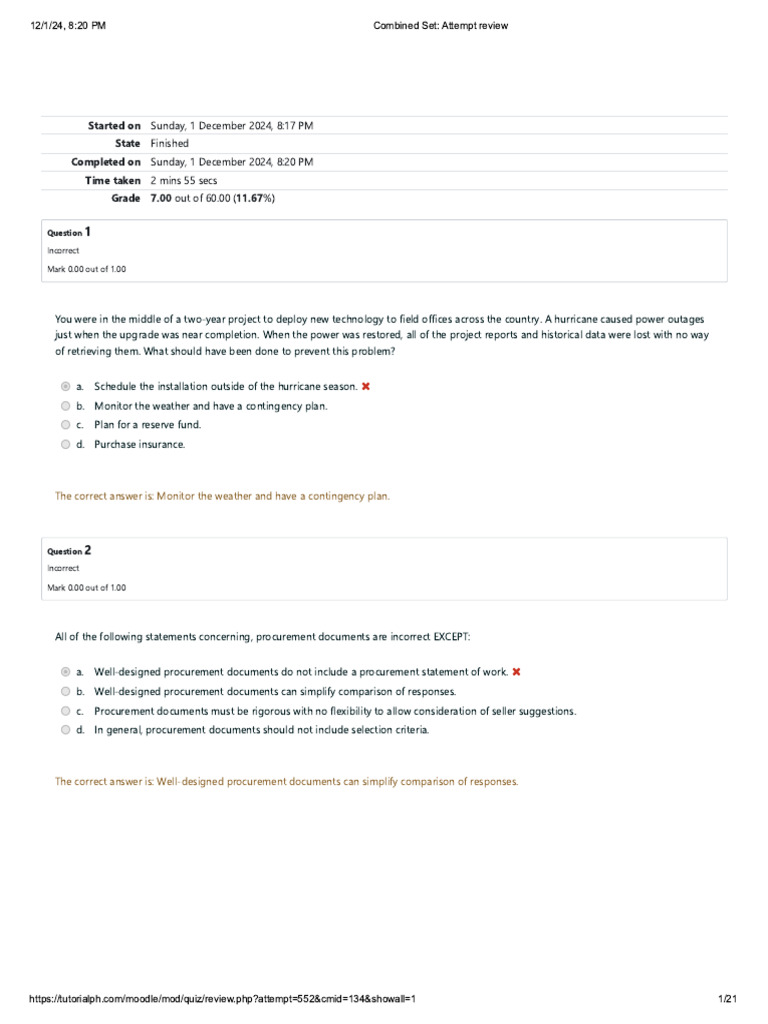 Combined Set - Attempt Review | PDF