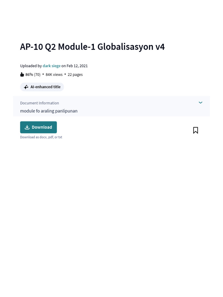 AP-10 Q2 Module-1 Globalisasyon v4 | PDF | PDF | Scribd | Web 2.0