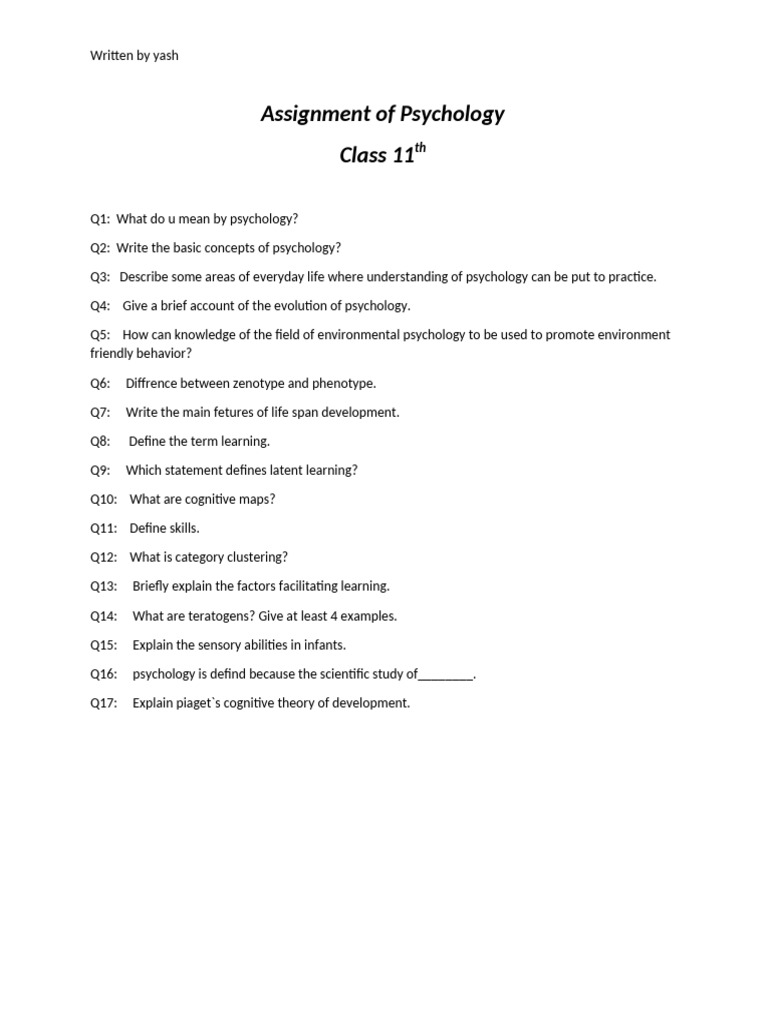 Assignment of Psychology | PDF
