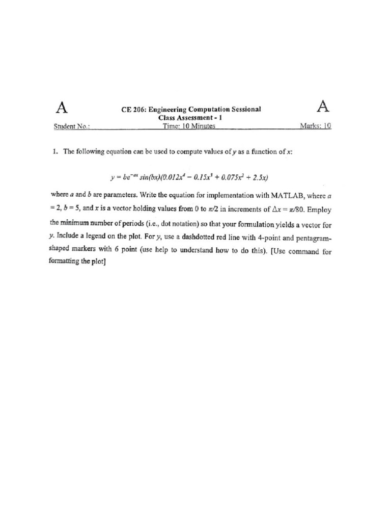 CE 206 A1 Assessment Solutions Guide | PDF