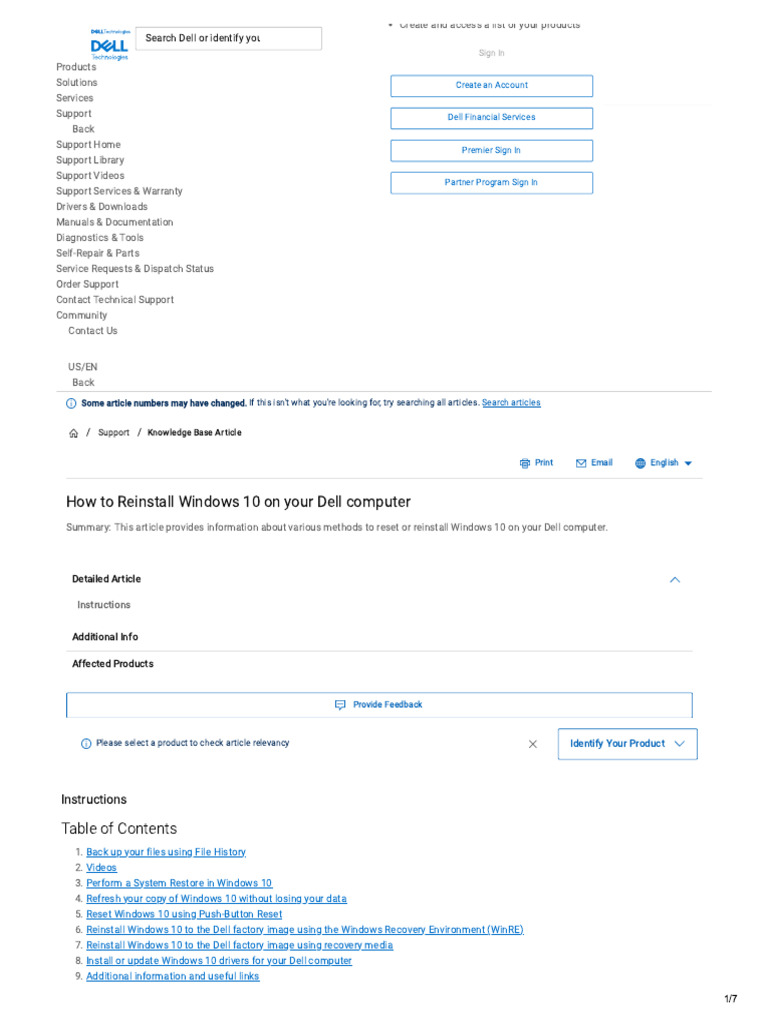 How to Reinstall Windows 10 on your Dell computer _ Dell US | PDF