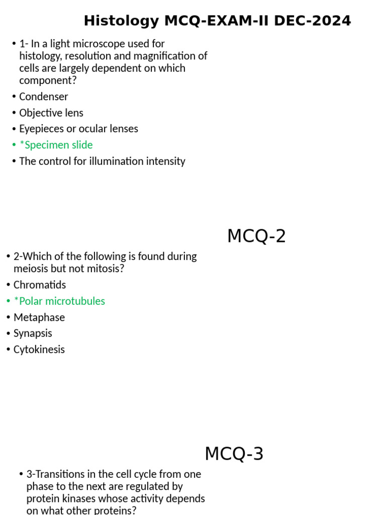 Histology MCQ-EXAM-II DEC-2024 | PDF | Connective Tissue | Extracellular Matrix