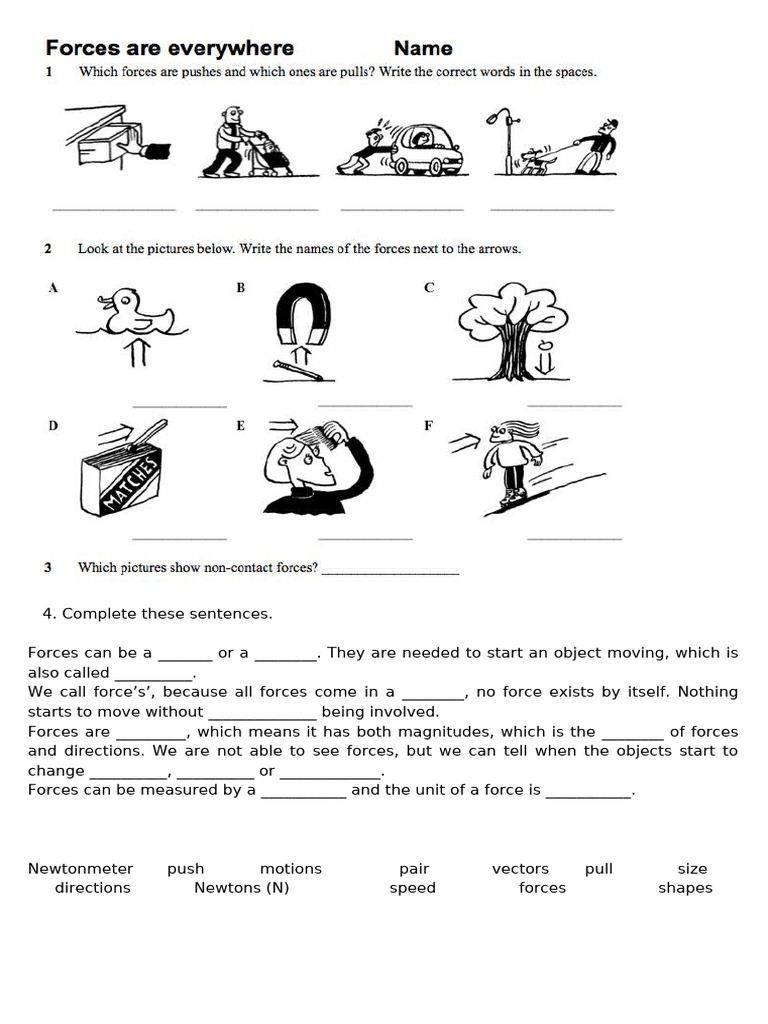 Forces Worksheet | PDF