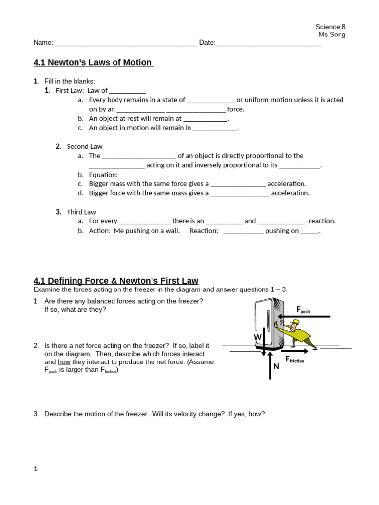 Newton's Laws: Student Exercises | PDF | Force | Newton's Laws Of Motion