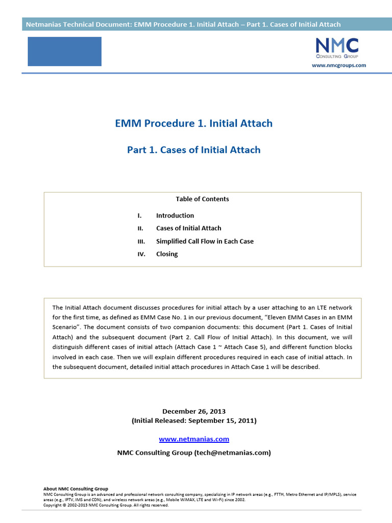 EMM Procedure - 1. Initial Attach (Part 1) (En) | PDF ...