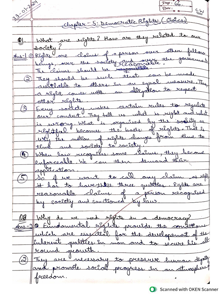 Civics. 9th. Chapter-5=Democratic Rights | PDF