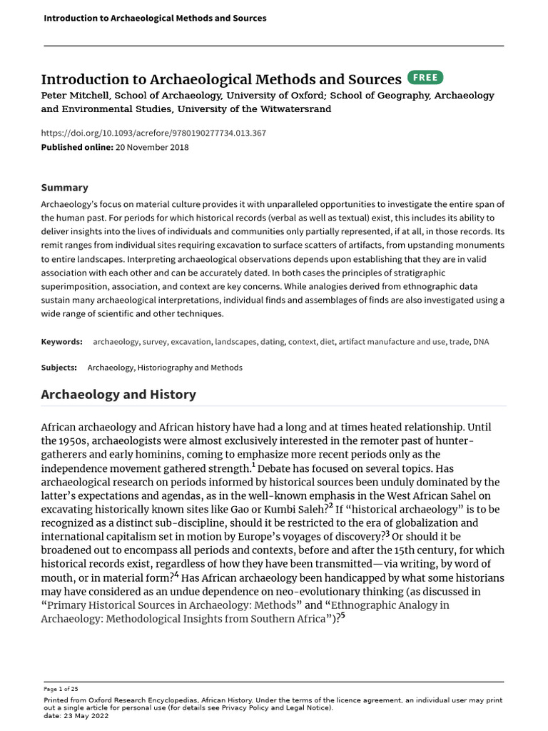 Introduction To Archaeological Methods and Sources | PDF | Radiocarbon ...