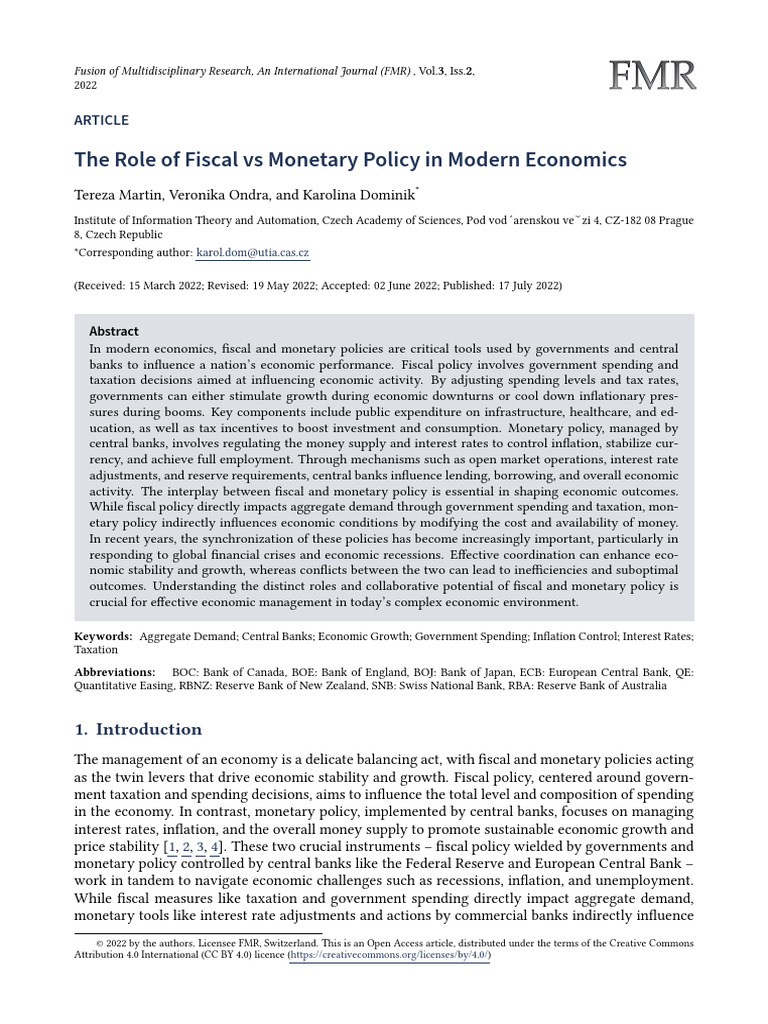 Karolina Dominik 2022 | PDF | Fiscal Policy | Central Banks