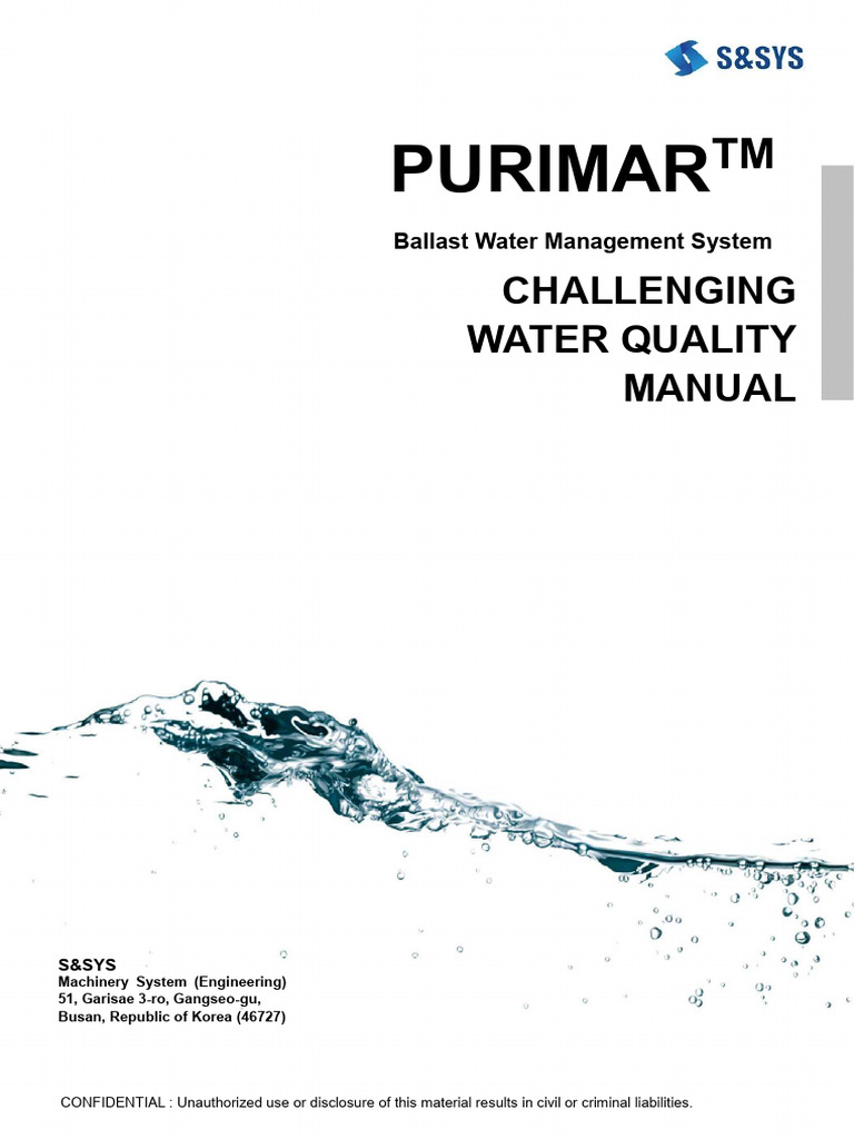 Purimar BWMS Manual for CWQ Operations | PDF | Pump | Water Quality