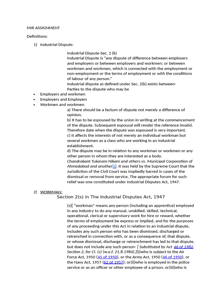 Mir Assignment 17.12.2024 | PDF | Employment | Labour Law