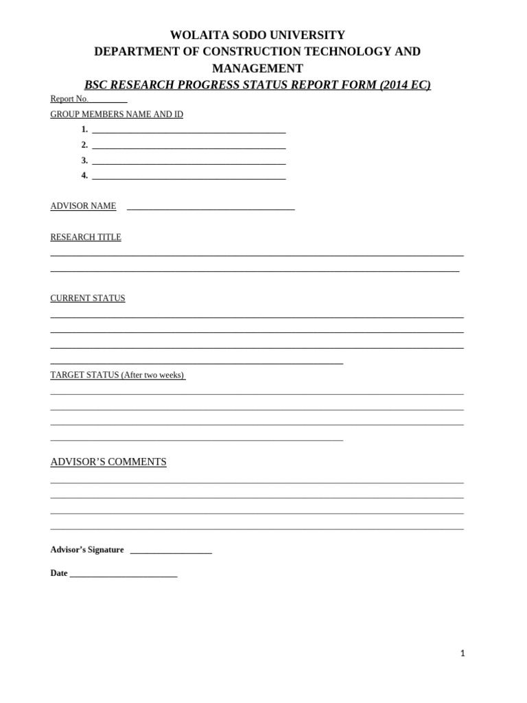 BSc Research Status Report Template | PDF
