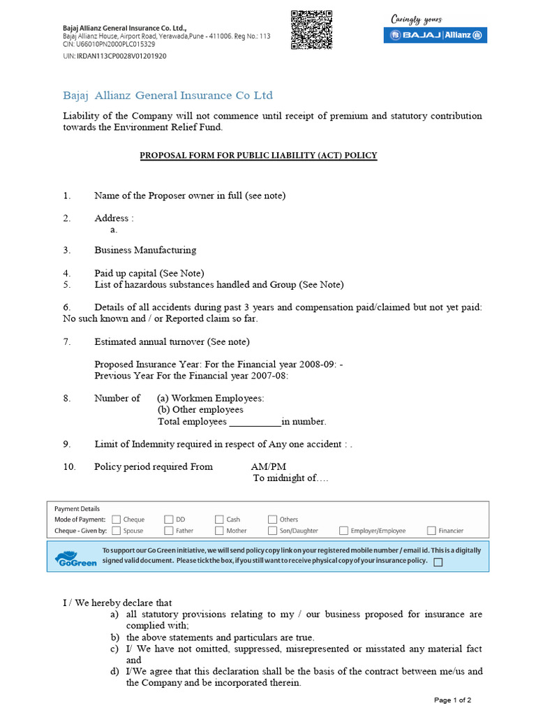 Public Liability (Act) Policy Form | PDF | Insurance | Economies