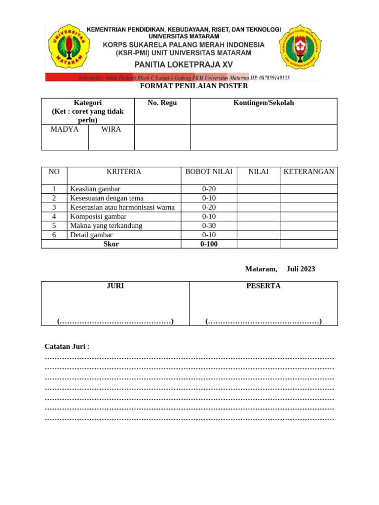 FORMAT PENILAIAN POSTER (2) | PDF