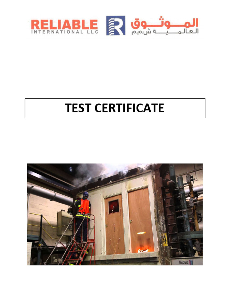 Test Certificate | PDF | Door | Building Engineering