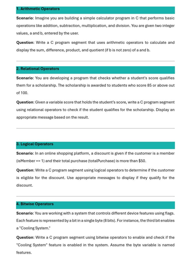 Operators - Real Time Scenario Ques | PDF