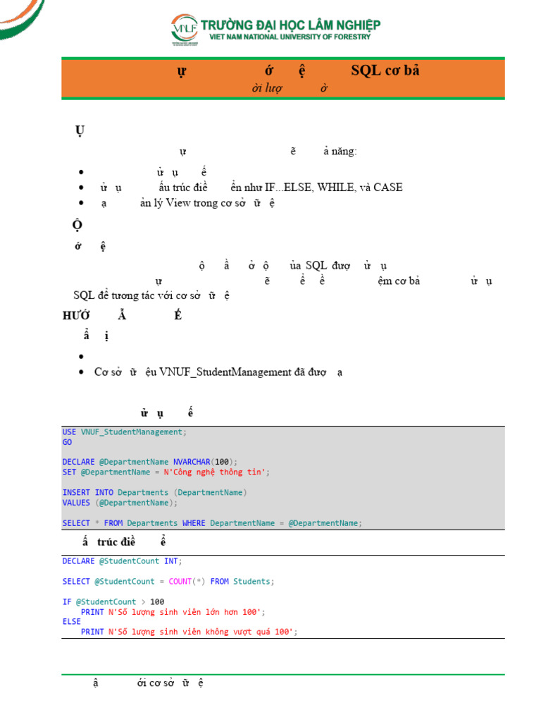 Lab01 - Giới thiệu và T-SQL cơ bản-new | PDF