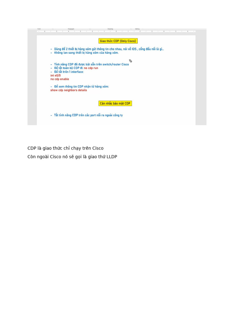 CDP là giao thức chỉ chạy trên Cisco Còn ngoài Cisco nó sẽ gọi là giao thứ LLDP | PDF