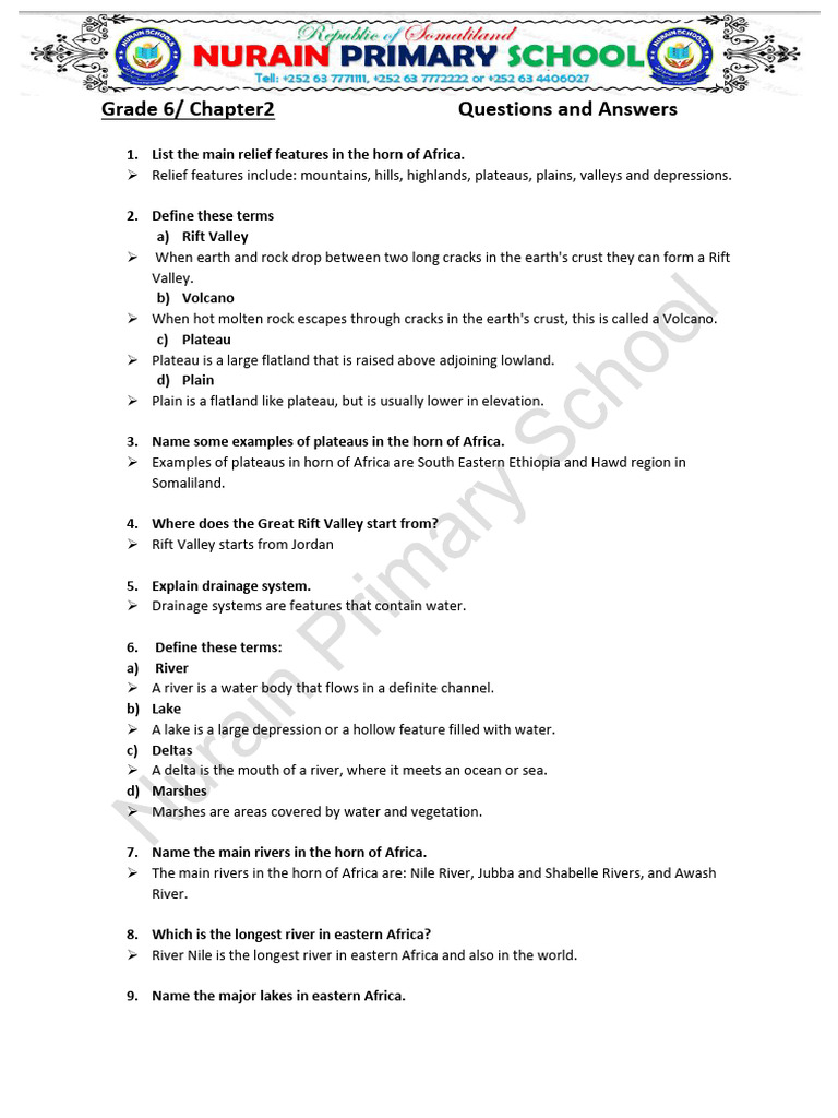 Questions and Answers Grade 6 | PDF | Rain | Wound