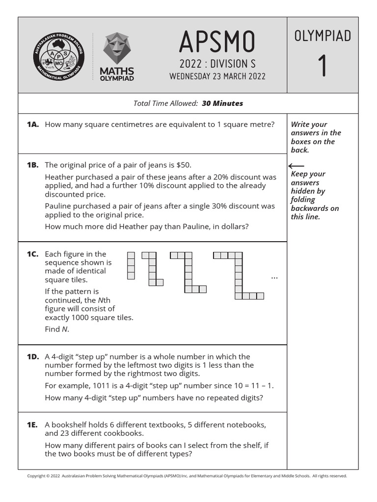 "apsmo - 2022 Y7-8"的副本 | PDF | Mathematics