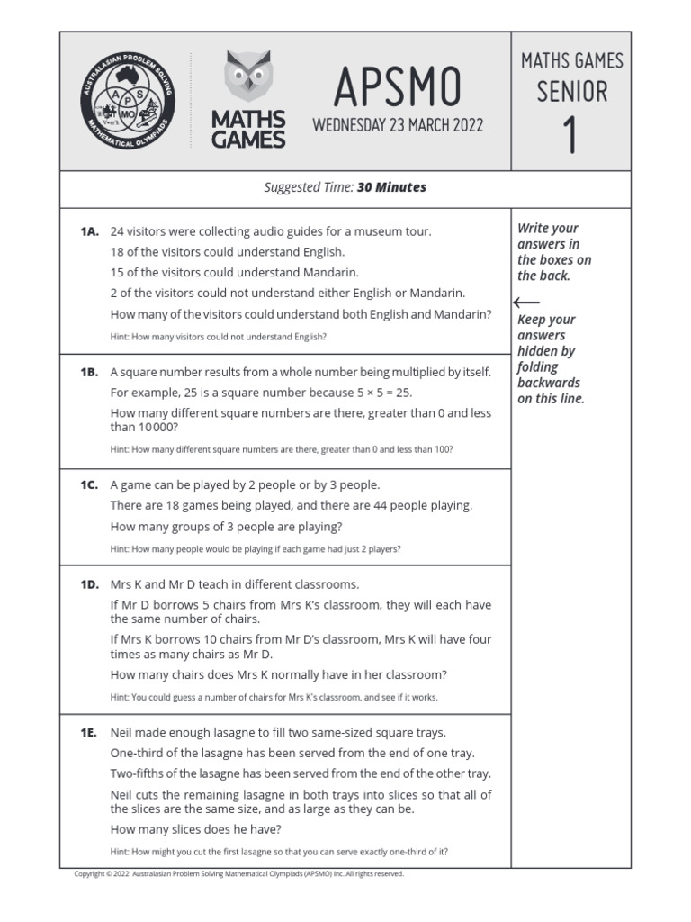 "apsmo-2022 Y7-8"的副本 | PDF | Mathematics