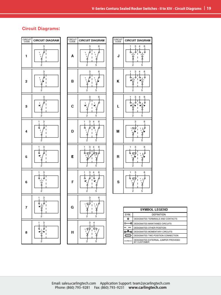 V-Series Rocker Switch Circuit Diagrams | PDF | Switch | Electricity