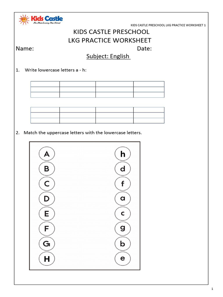 LKG Practice Worksheet for Kids Castle | PDF | Kindergarten | Geometry