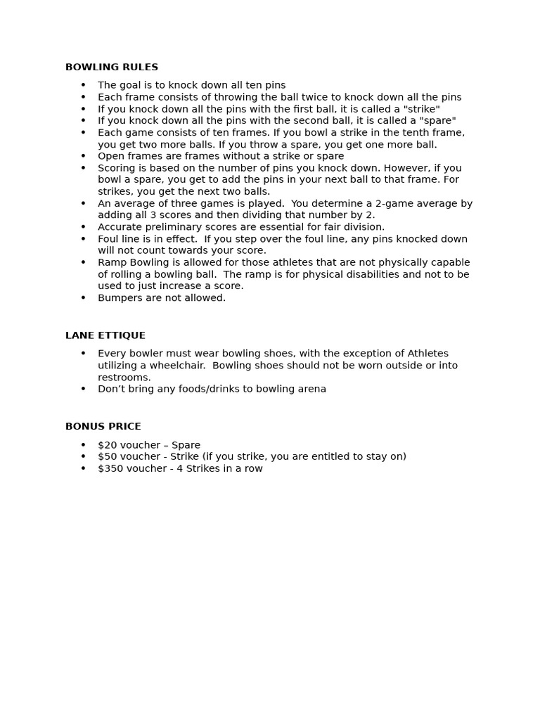 Essential Bowling Rules and Etiquette | PDF