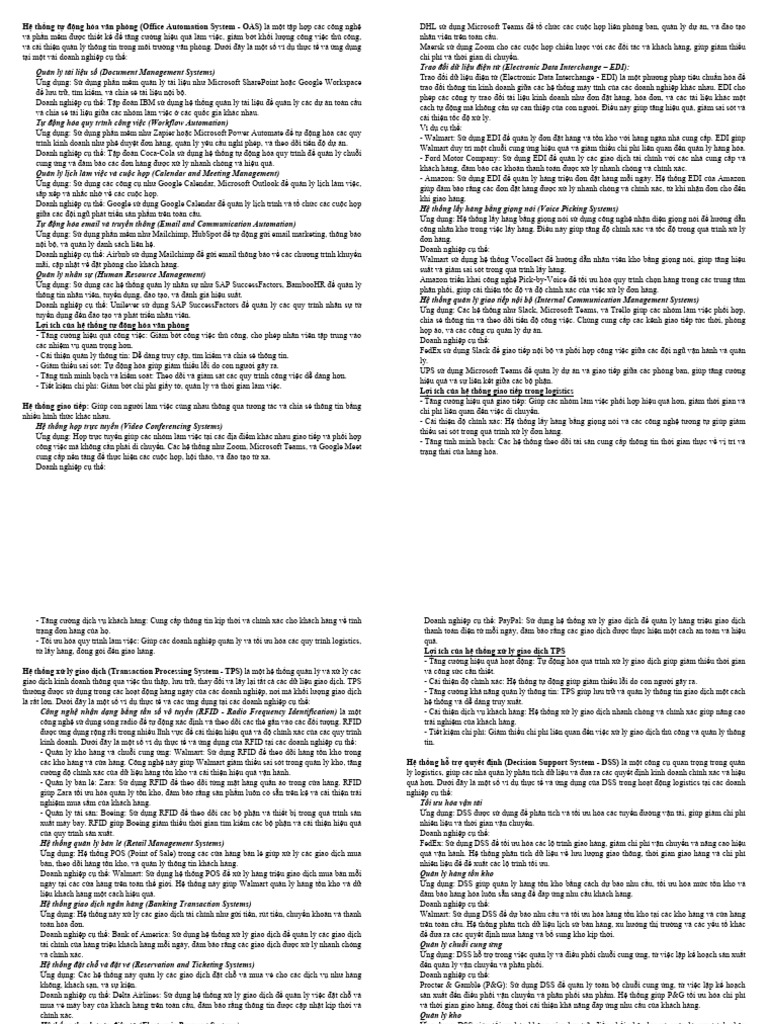 Hệ thống tự động hóa văn phòng (Office Automation System - OAS) | PDF