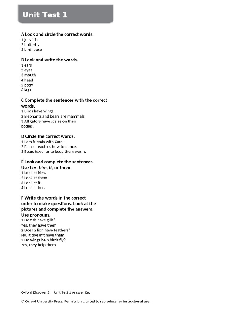 OD2 Unit Test 1 Key | PDF