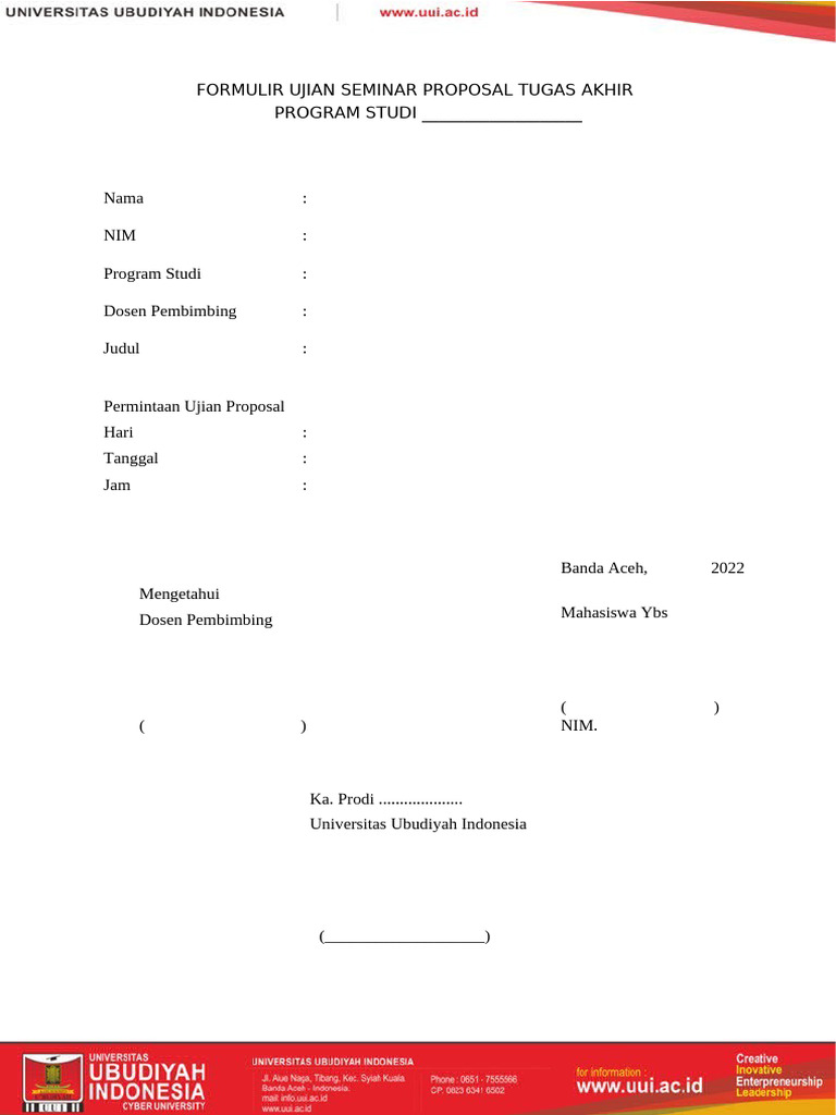 Formulir Ujian Seminar Proposal | PDF