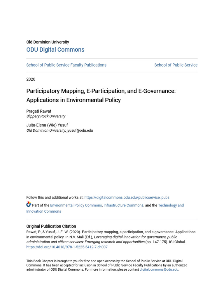 Participatory Mapping E-Participation and E-Governance - Applica | PDF ...