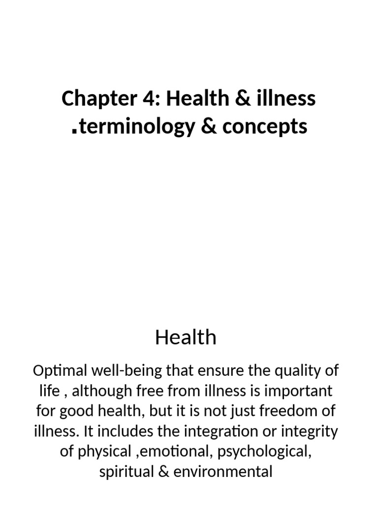 Chapter 4 Health Illness Terminology Concepts. | PDF | Physical Fitness ...