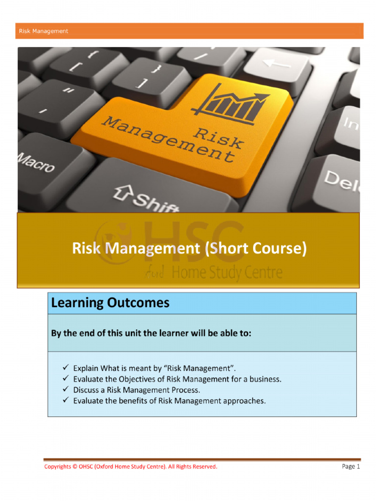 Risk Management (Short Course) | PDF