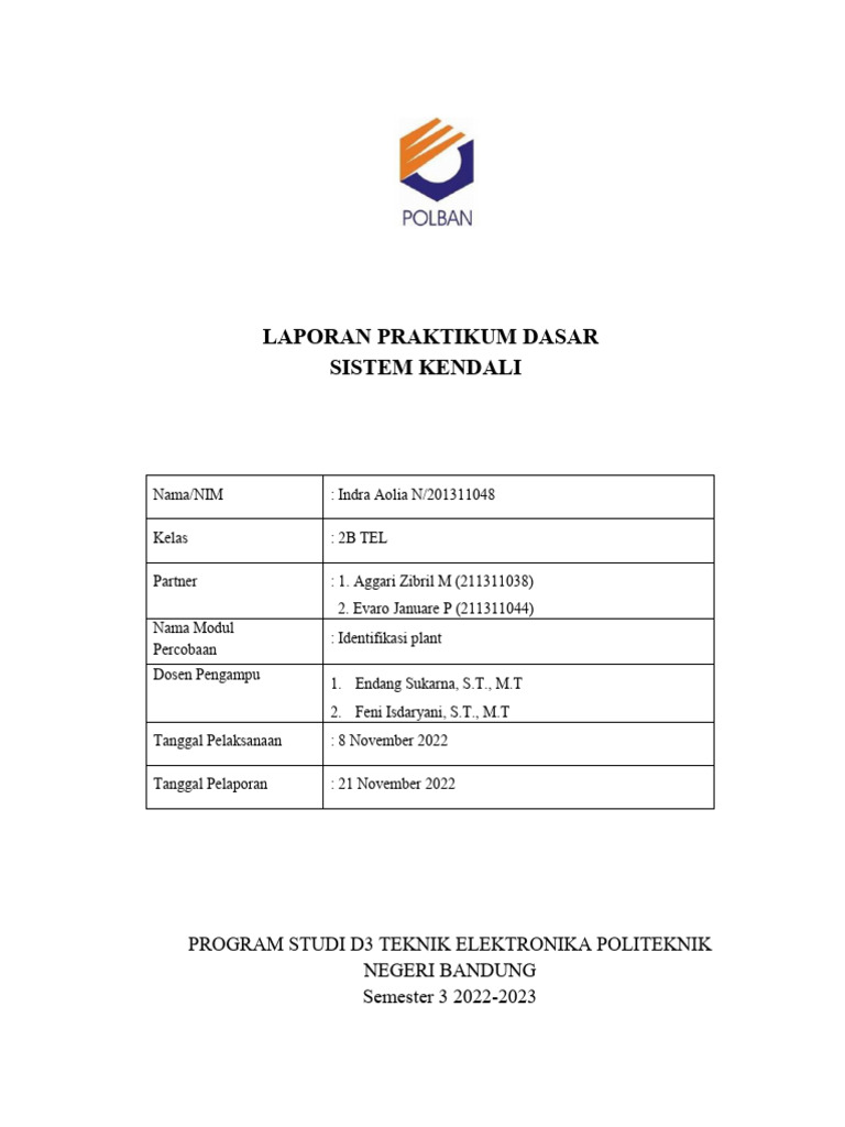 Indra Aolia N - 2b - TEL - Identifikasi Sistem | PDF
