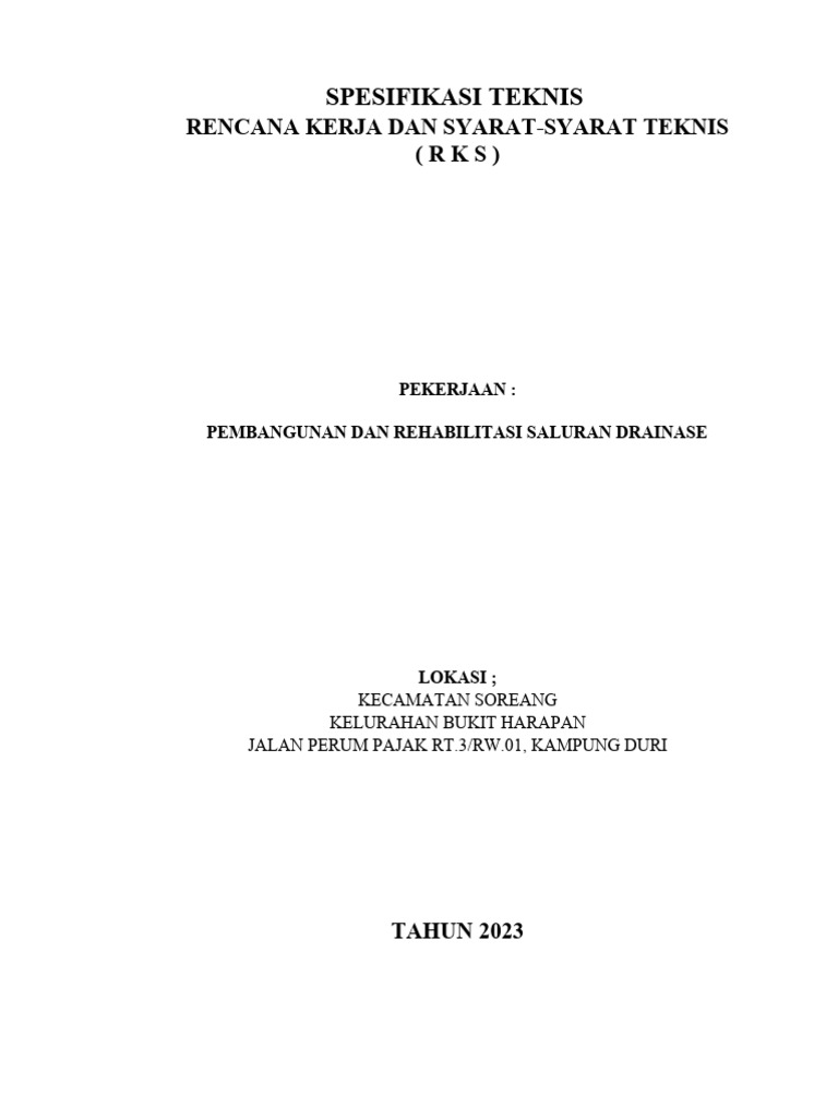 5. Spesifikasi JLAN PERUMPAJAK bkt hrpn | PDF