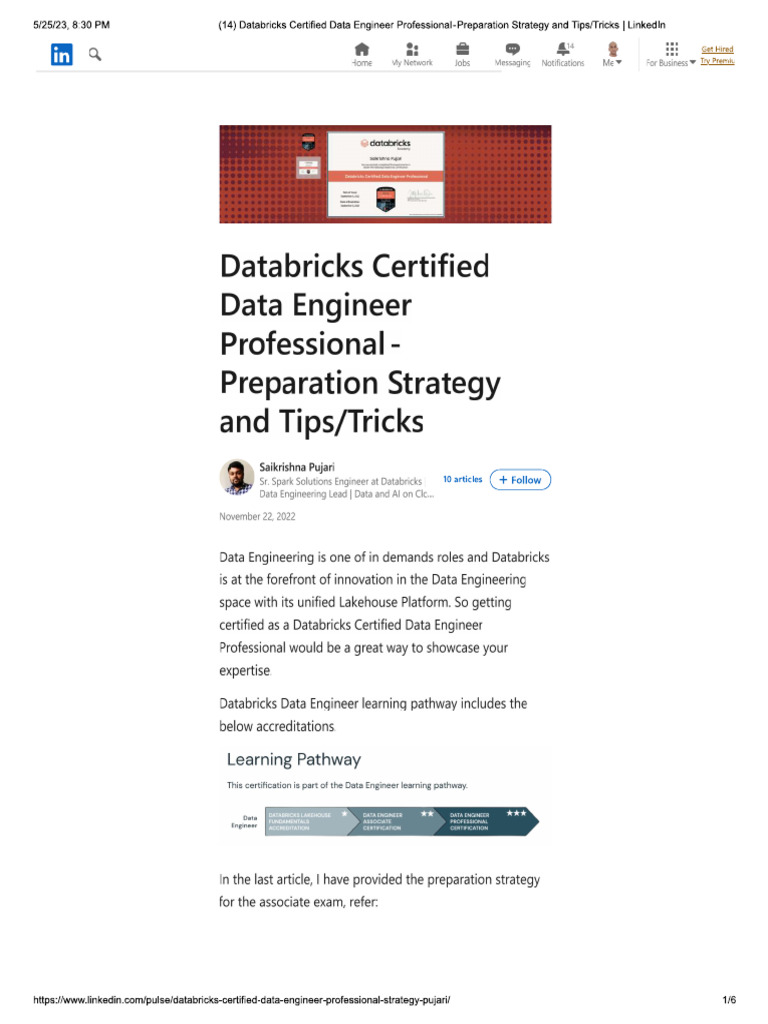 Databricks Certified Data Engineer Professional - Preparation Strategy ...