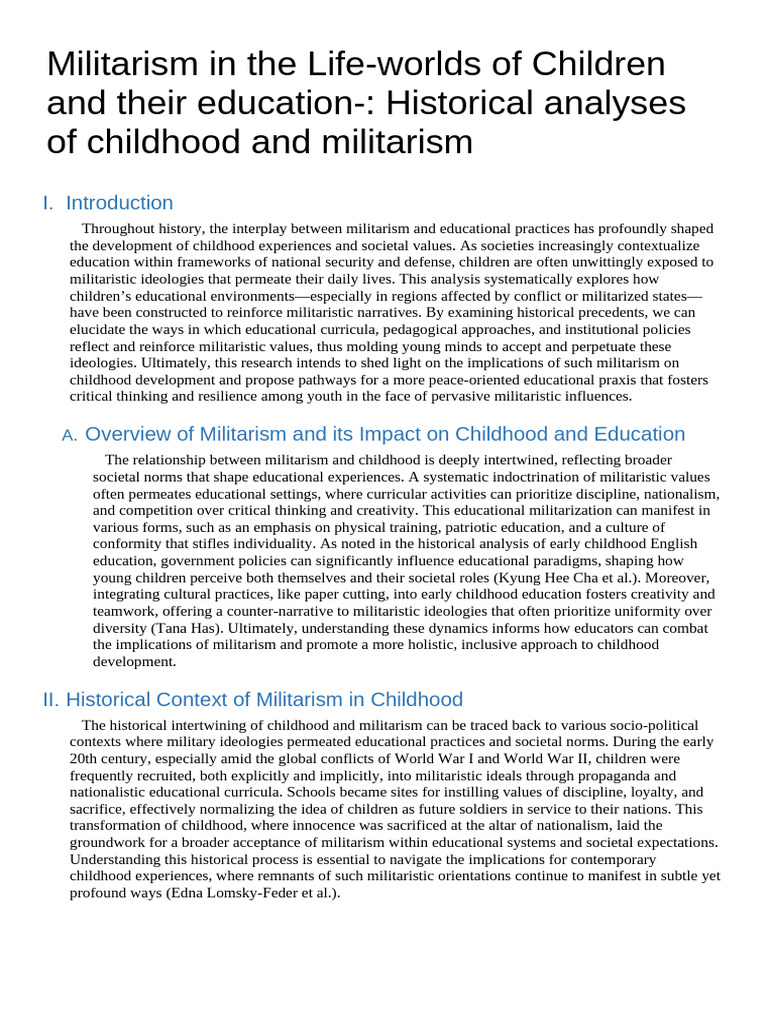 Childhood Education and Militarism Analysis | PDF | Nationalism ...