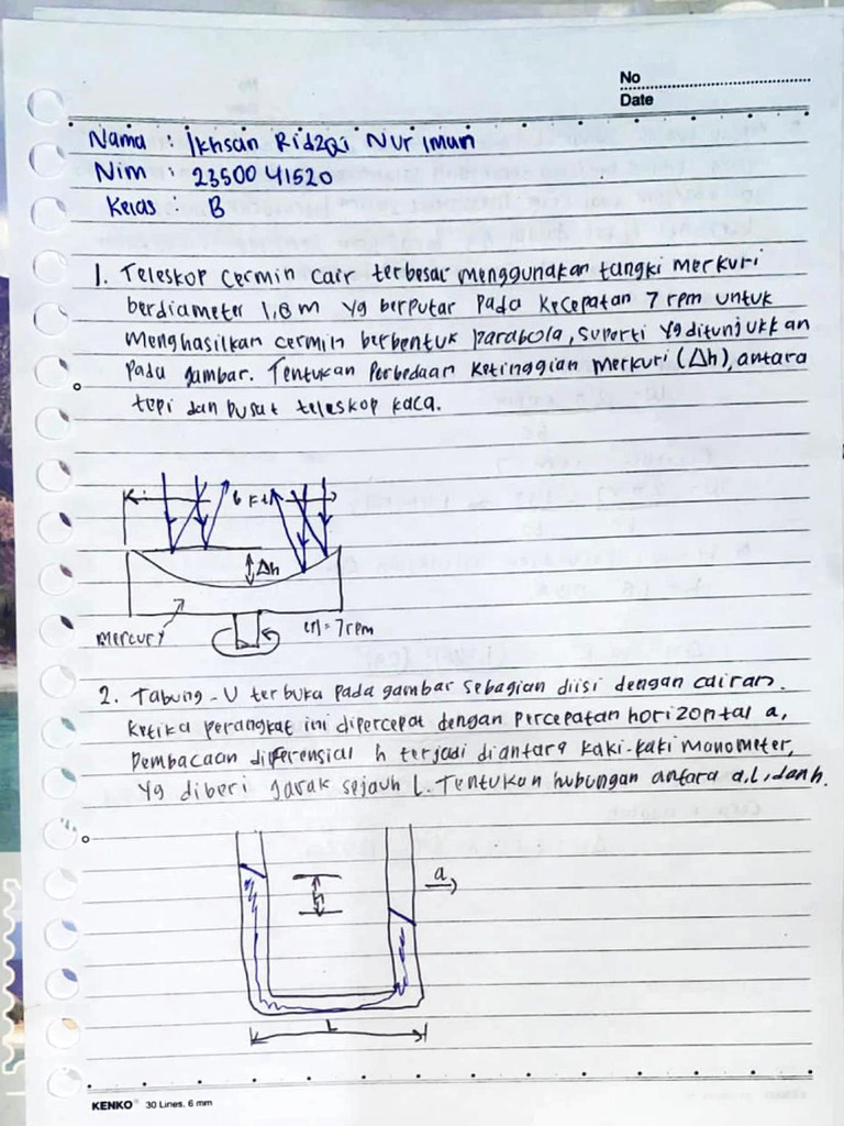 Ikhsan Ridzqi Nur Iman - 2350041520 Kelas B Quiz Mekflu | PDF