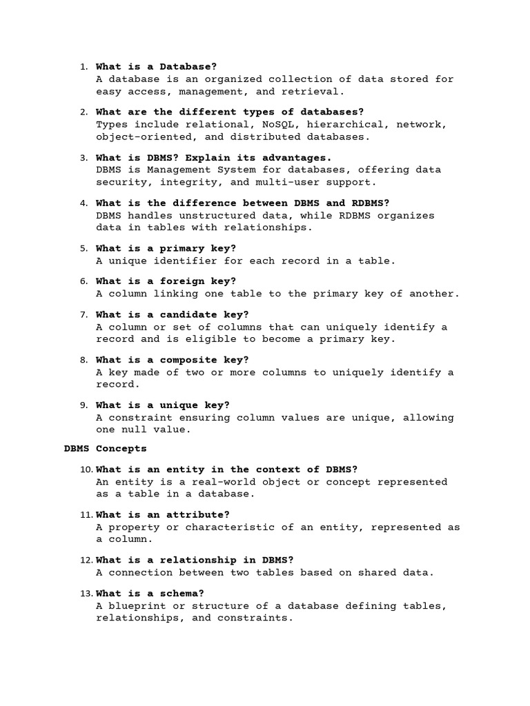 DMS Questions and Answers | PDF | Relational Database | Databases