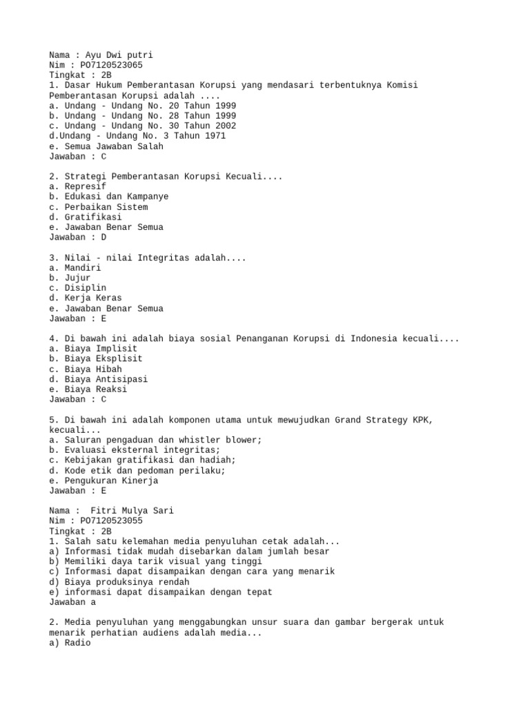 Soal Pilgan Korupsi | PDF