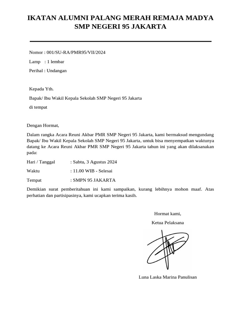 Undangan Reuni Akbar PMR 2024 | PDF