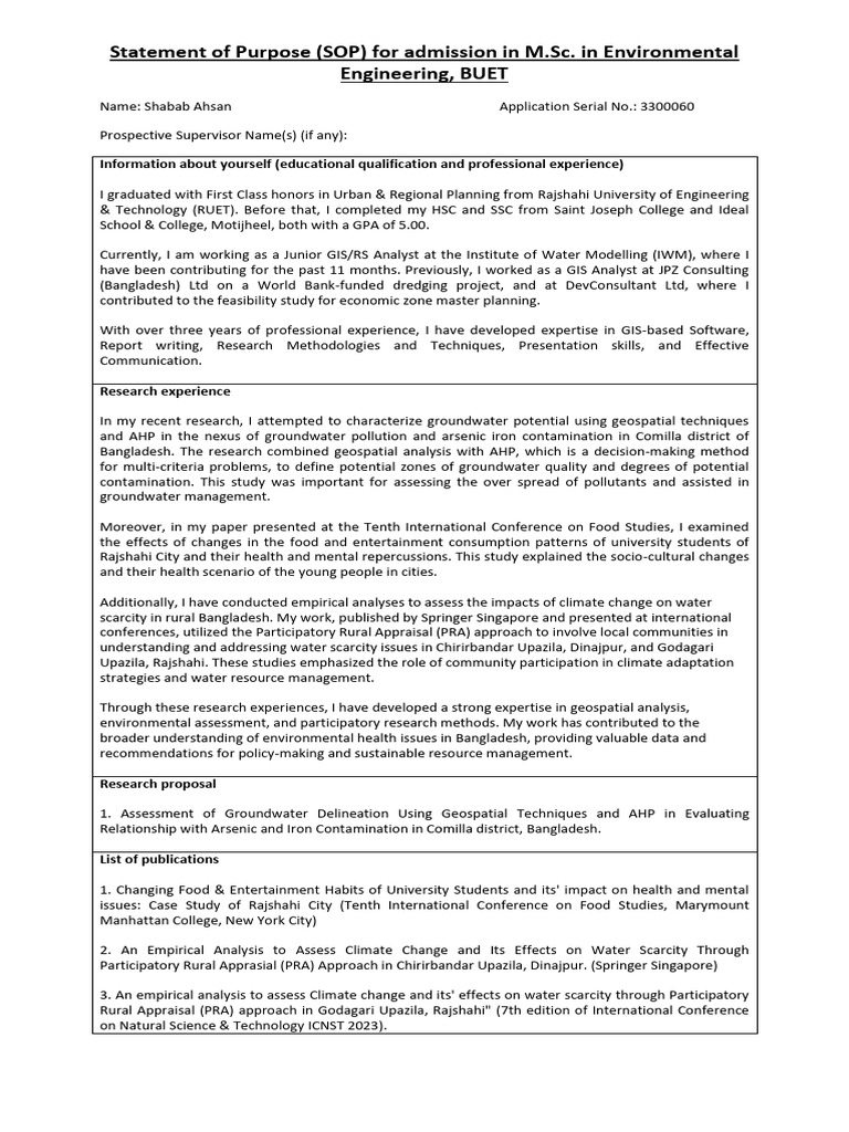 sop_format | PDF | Water Scarcity | Natural Environment