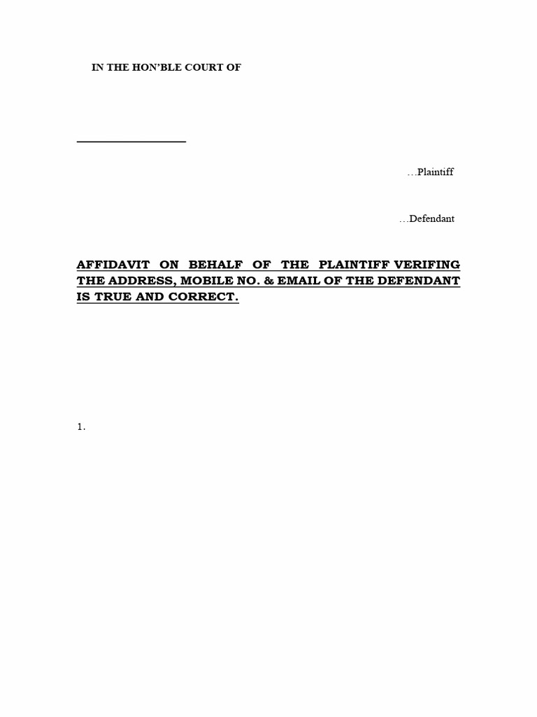 Plaintiff's Affidavit Verifying Defendant's Details | PDF