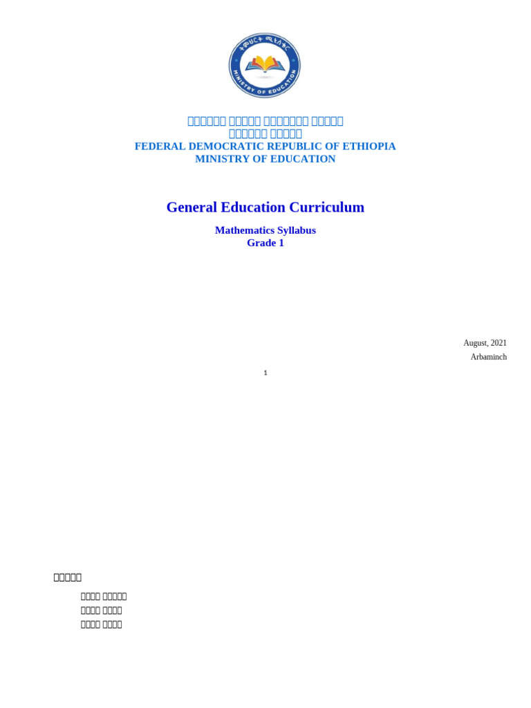 Grade-1 New Revised Syllabus | PDF