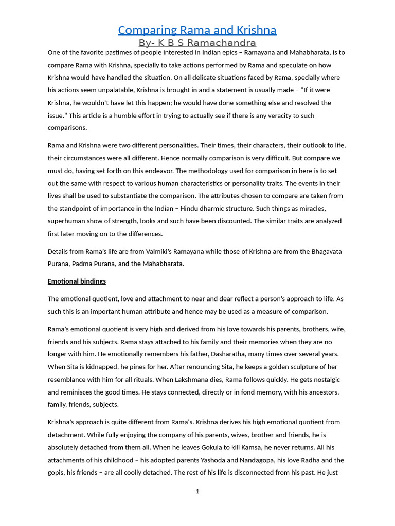 Artical Krishna Mahabharata | PDF | Rama | Kama