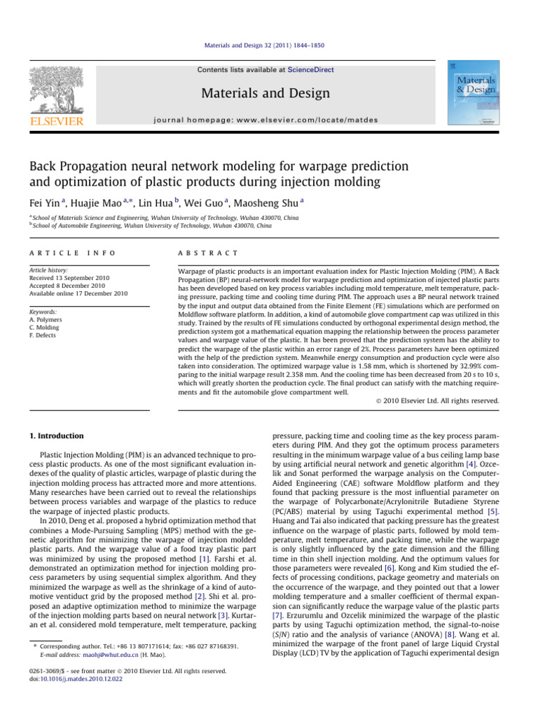 Back Propagation Neural Network Modeling For Warpage Prediction - Fei ...