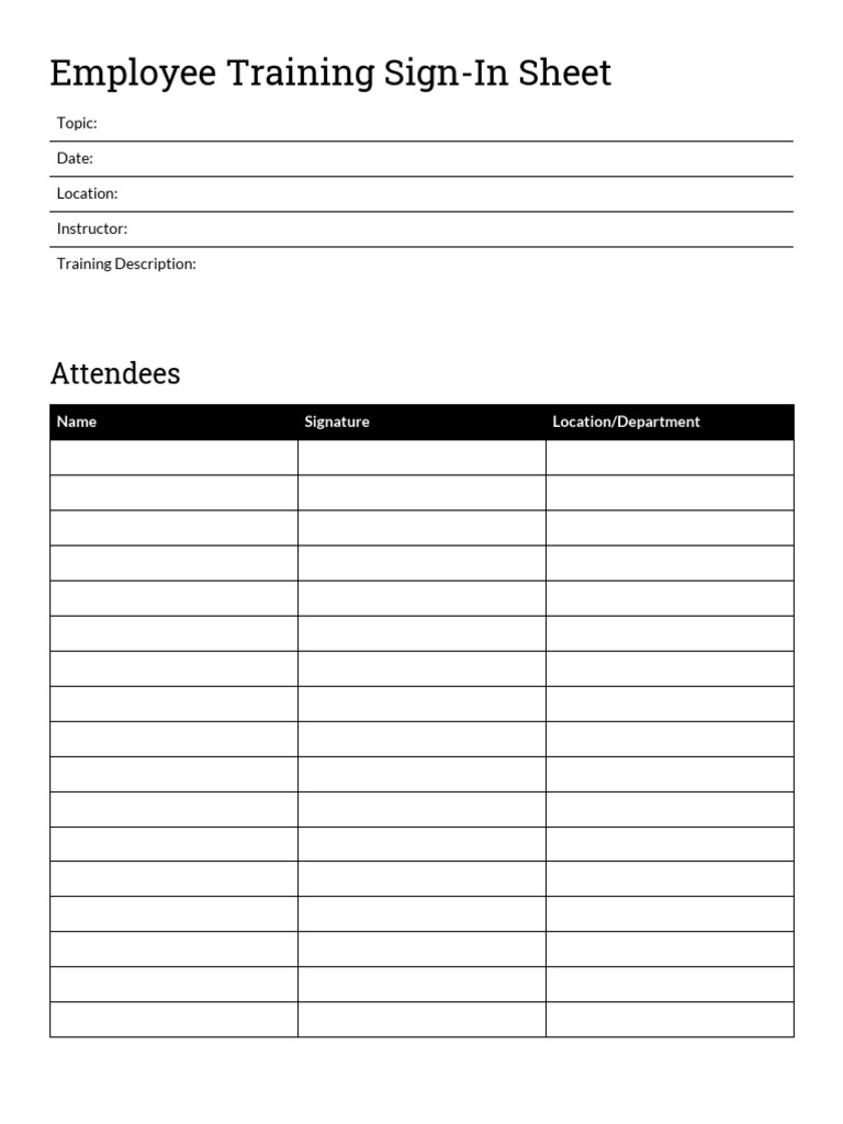 Training Sign in Sheet Copy (2) | PDF